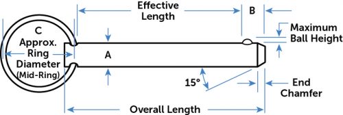 Tent Pin 3/8” X 2” with Ball and Pull Ring - B&R Innovations