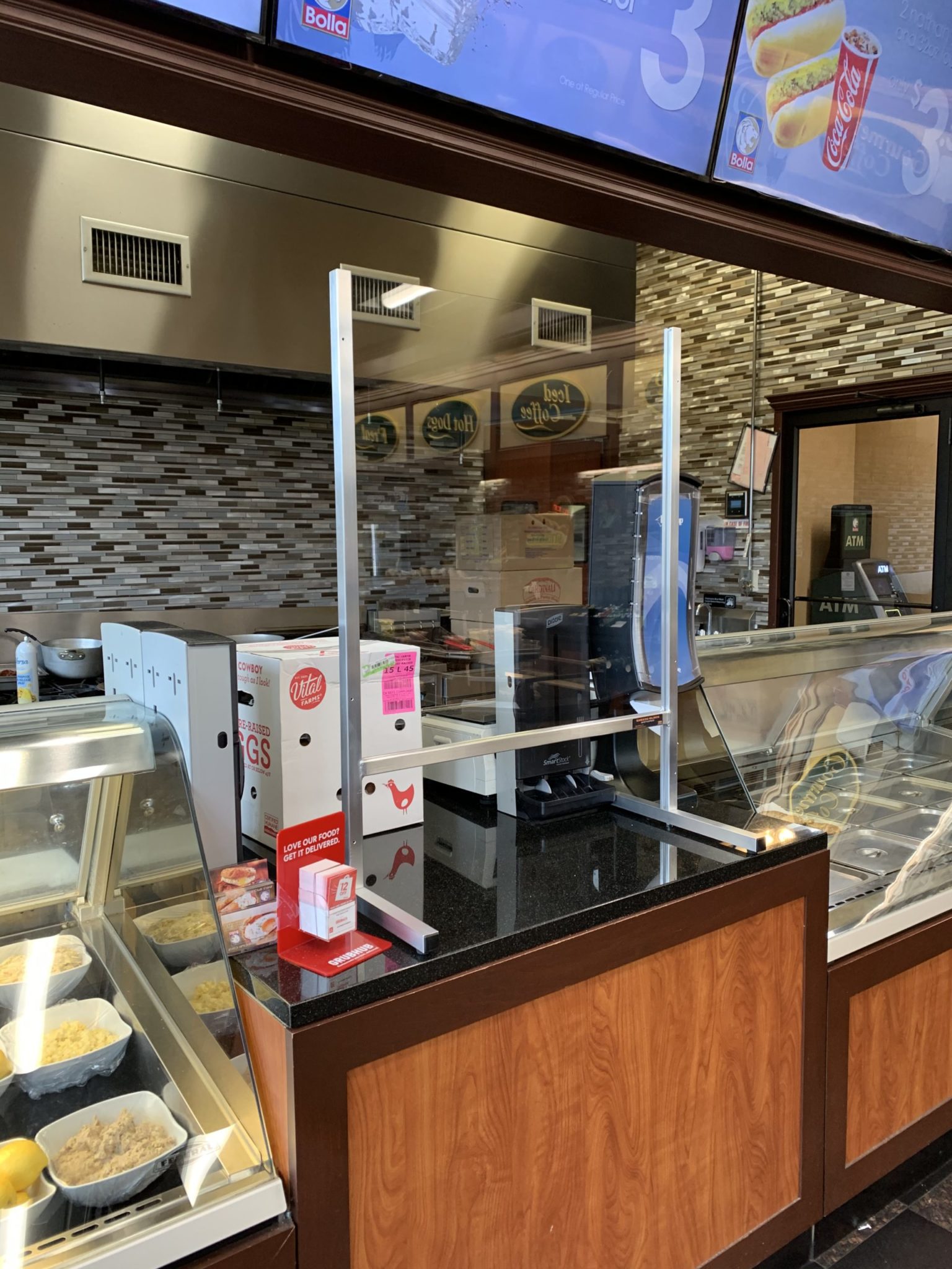 SNEEZE-BLOCK Countertop Sneeze/Cough Guard Shield w/ 8" pass-thru - B&R ...