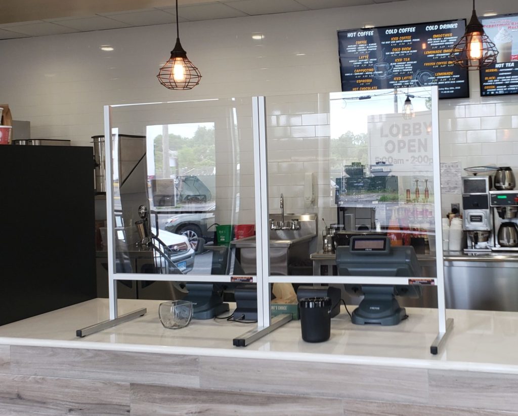 SNEEZE-BLOCK Countertop Sneeze/Cough Guard Shield w/ 8" pass-thru - B&R ...